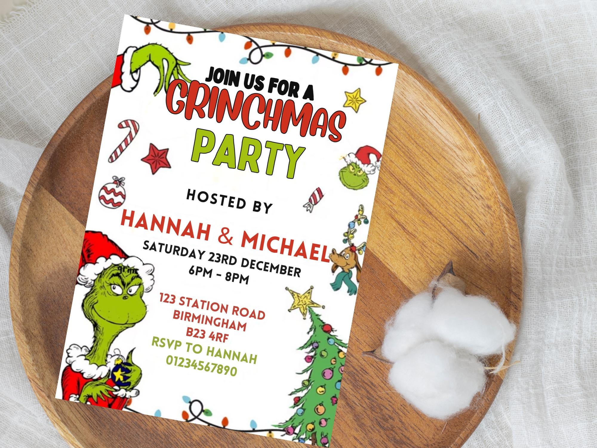 Editable Grinch Party Invitation Merry Grinchmas Invitation Grinch ...