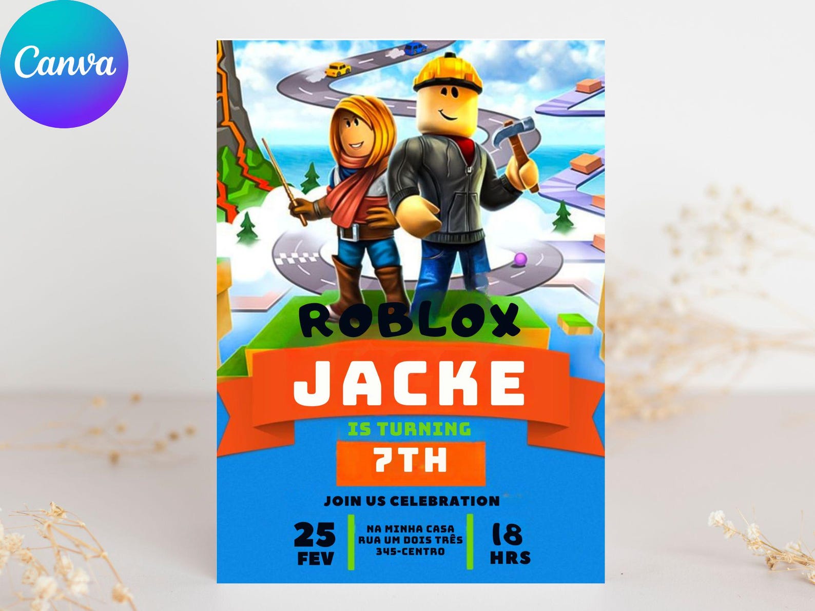 Editable Roblox Birthday Invitation ,roblox Invitation Card ,roblox ...