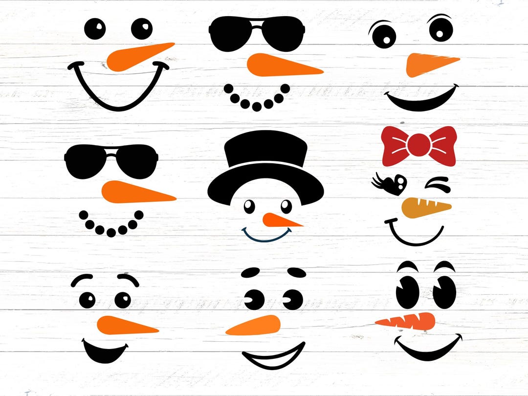 Snowman Faces Svg Snowman Svg Snowman Clipart Christmas Svg Snowman Cut ...