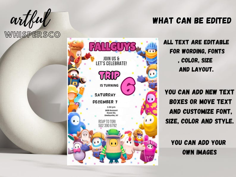 Editable Fall Guy Birthday Invitation Template Digital Kids Party ...