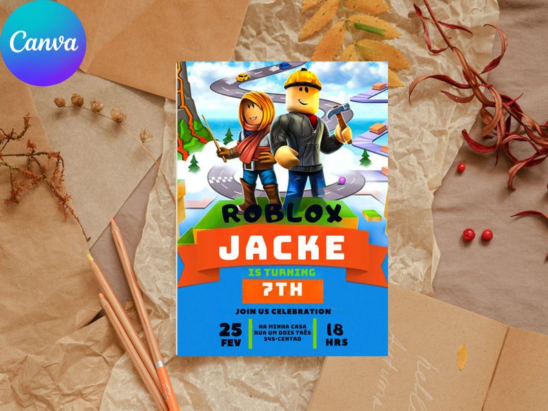 Editable Roblox Birthday Invitation ,roblox Invitation Card ,roblox ...