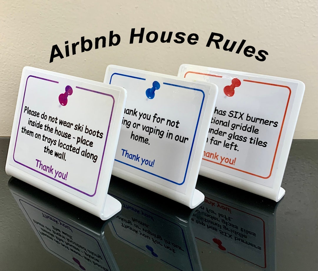 Custom (set of 3) Guest House Rules Acrylic Signs - 5" X 4" - for ...