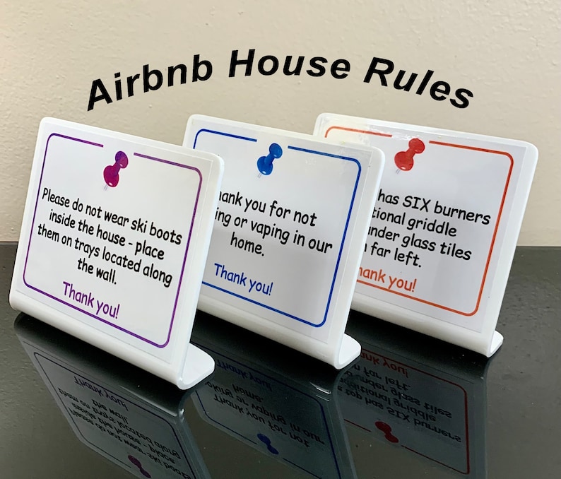 Custom (set of 3) Guest House Rules Acrylic Signs - 5" X 4" - for ...