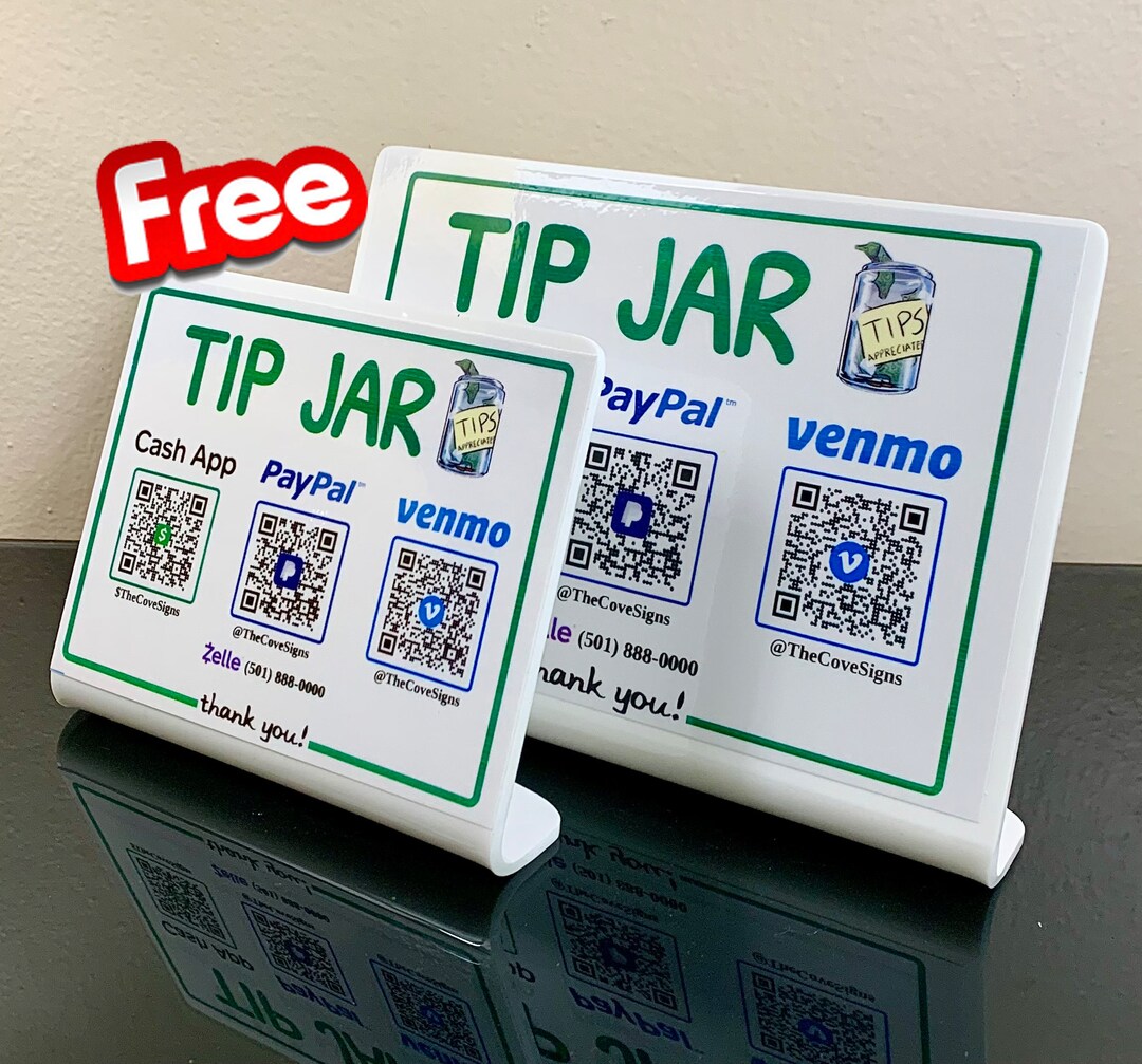 QR Code Tip Jar Sign: Venmo, Paypal, Cash App, Zelle - Etsy