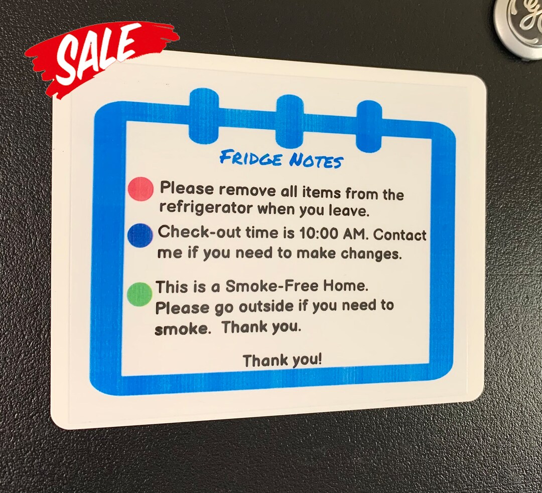 Fridge Notes Custom Magnetic Sign - for Airbnb, VRBO, Bed & Breakfast ...