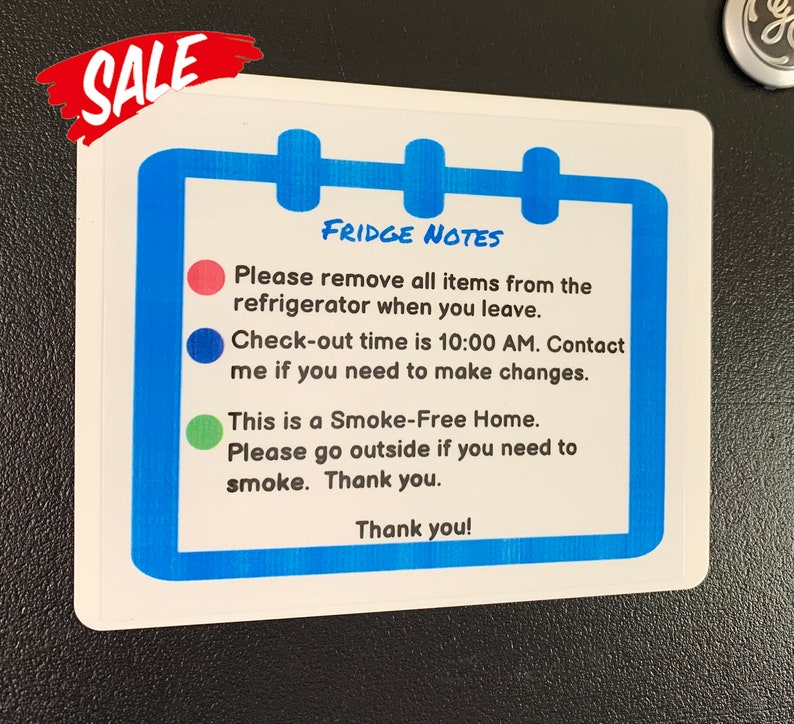 Fridge Notes Custom Magnetic Sign for Airbnb, VRBO, Bed & Breakfast and ...