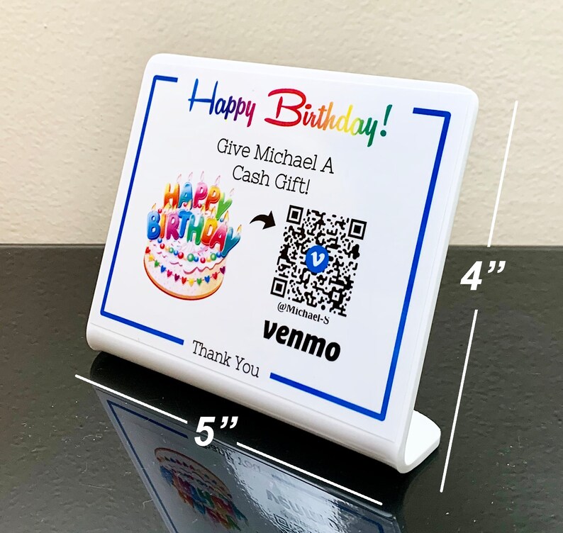 Venmo QR Code Birthday Party Sign: Cash Gift (two Sizes) - Etsy