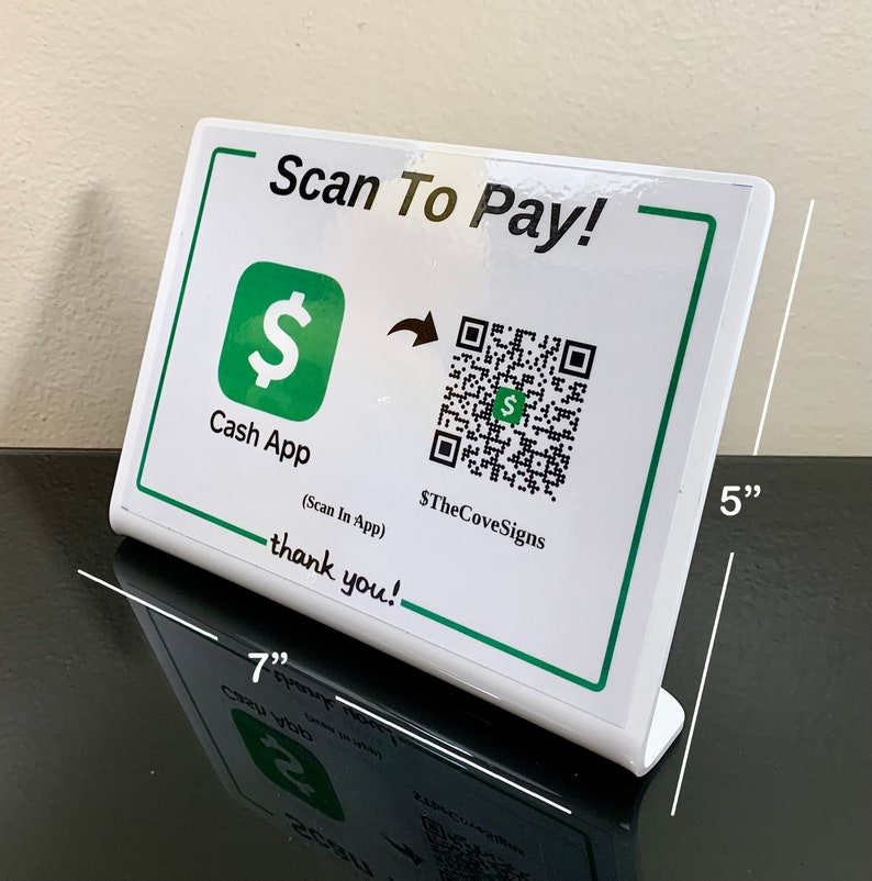 Cash App QR Code Acrylic Sign: Touch-free Payment for Small Business - Etsy