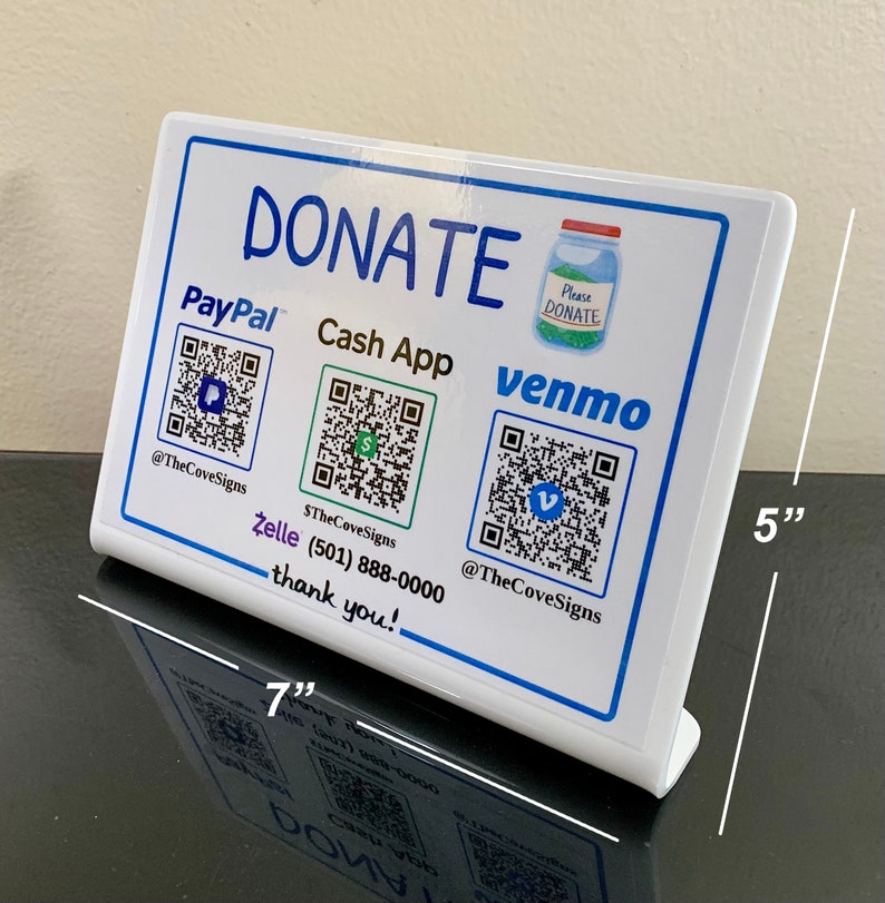 Touch Free, Donation QR Code Sign - Accept Donations Through Paypal ...