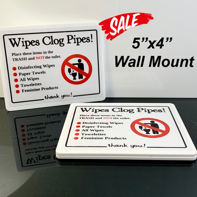 No Flushable Wipes Sign - Etsy