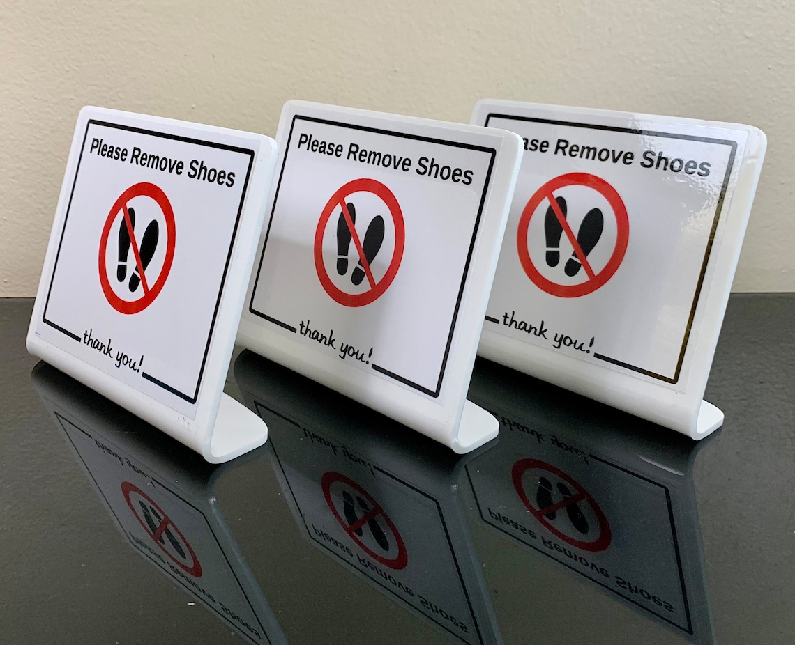 No Shoes Room Signs - Laminated Acrylic Counter Sign 5" X 4" - for ...
