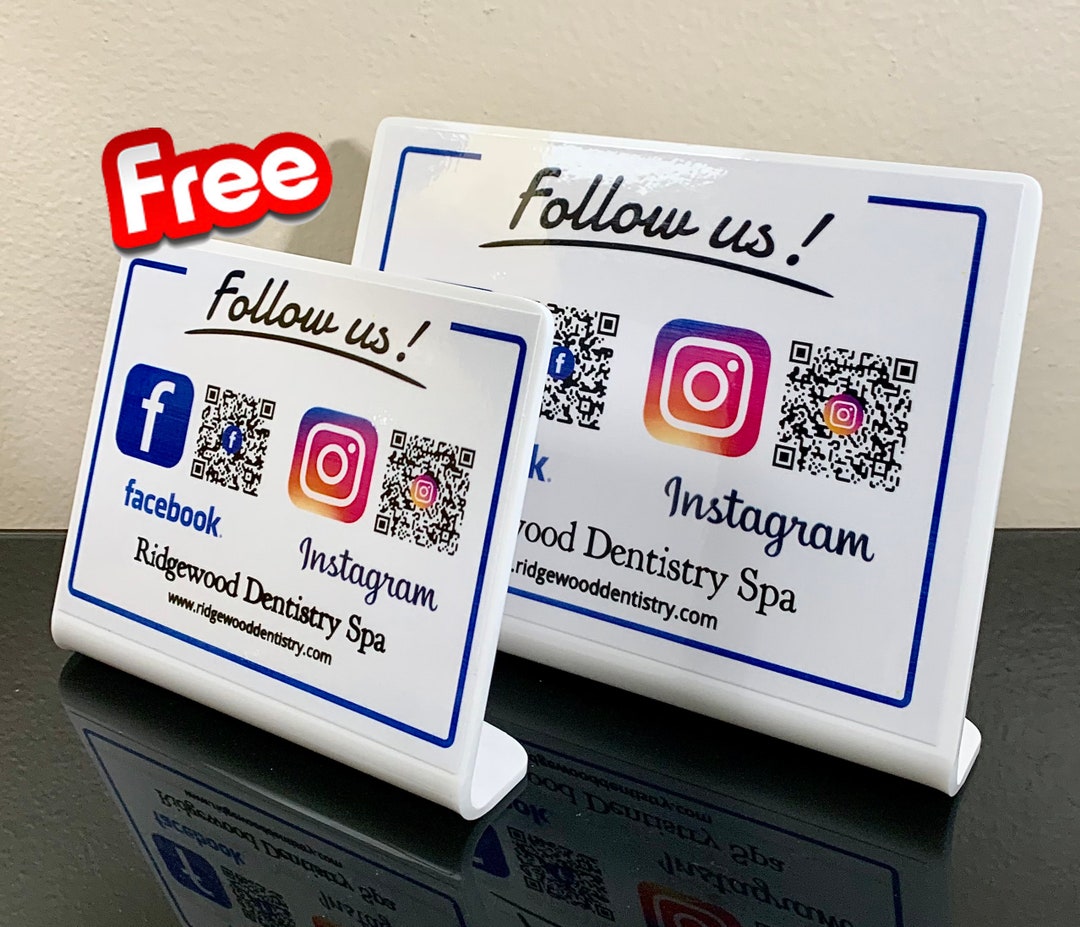 Facebook Instagram QR Code Sign: Small Business Social Media Promotion ...