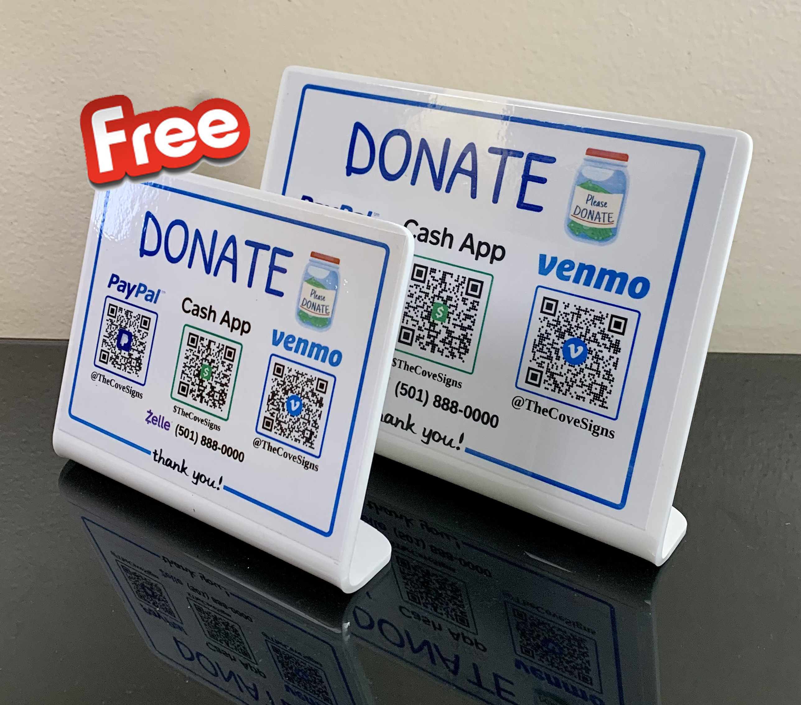 Touch Free, Donation QR Code Sign - Accept Donations Through Paypal ...