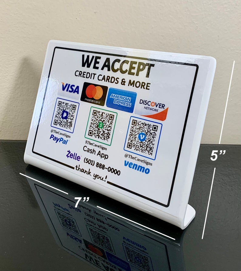 QR Code Payment Sign: Credit Card, Cash App, Paypal, Venmo, Zelle - Etsy