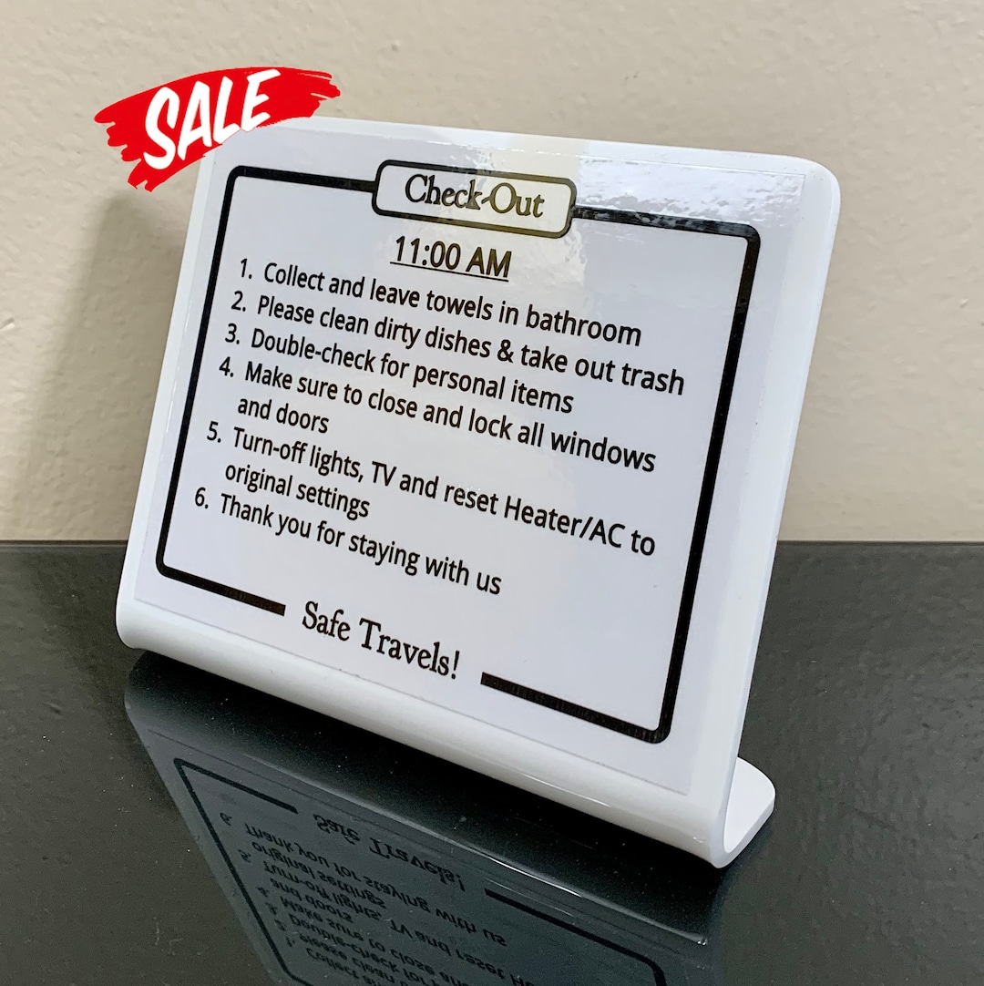 Custom 3 Pack Check-out Instructions Acrylic Sign 5 X 4 for Airbnb ...