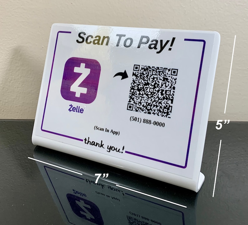 Zelle QR Code Acrylic Sign: Touch-free Payment Display - Etsy