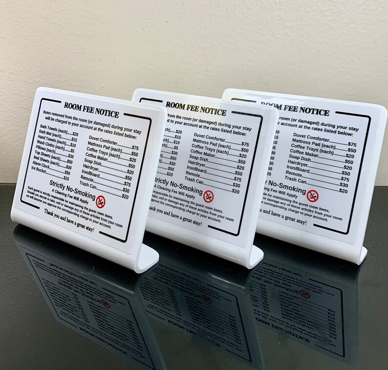 Acrylic Room Fee Notice Sign: Airbnb, Hotel, VRBO - Etsy