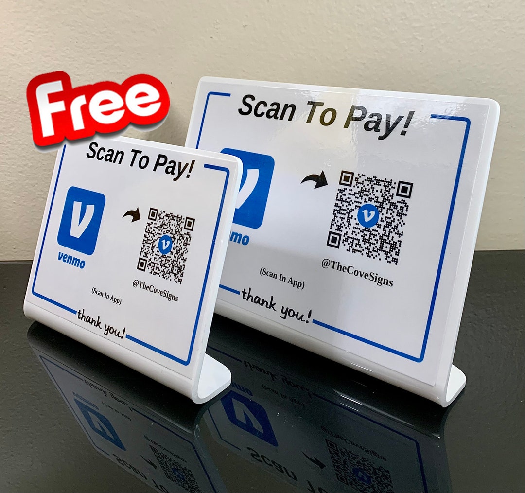 Venmo QR Code Acrylic Sign: Touch-free Payment, Small Business - Etsy