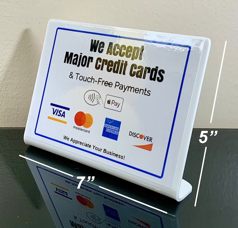 Touch-free Payment Sign: Credit Cards Accepted, Retail Business Sign - Etsy