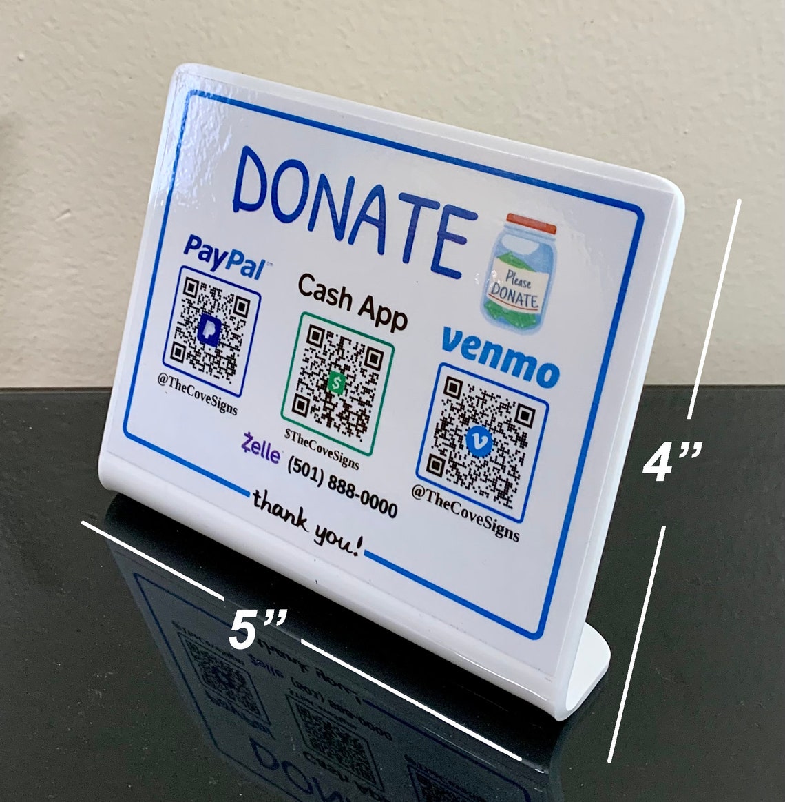 Touch-free Donation QR Code Sign: Paypal, Venmo, Cash App, Zelle - Etsy