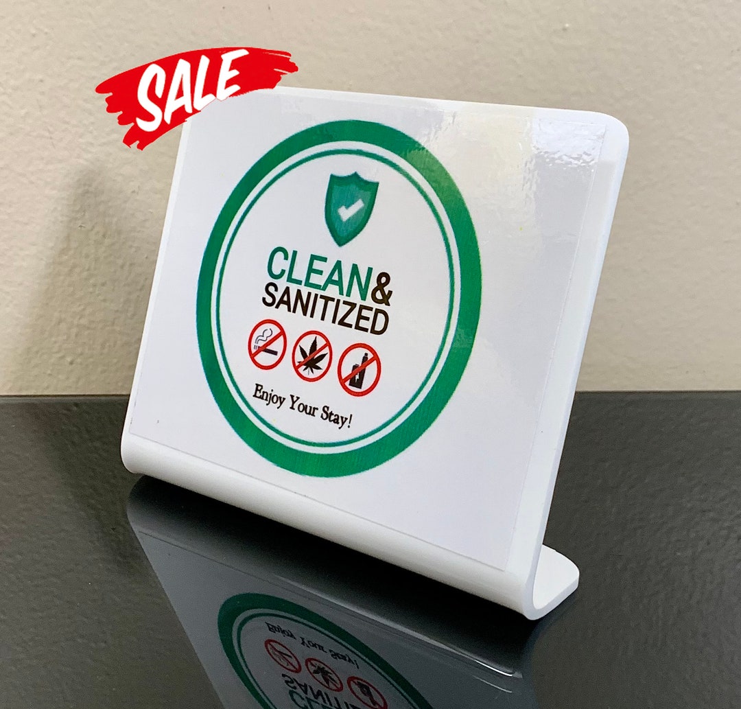 Clean and Sanitized Acrylic Sign: Hotel, Airbnb, VRBO - Etsy