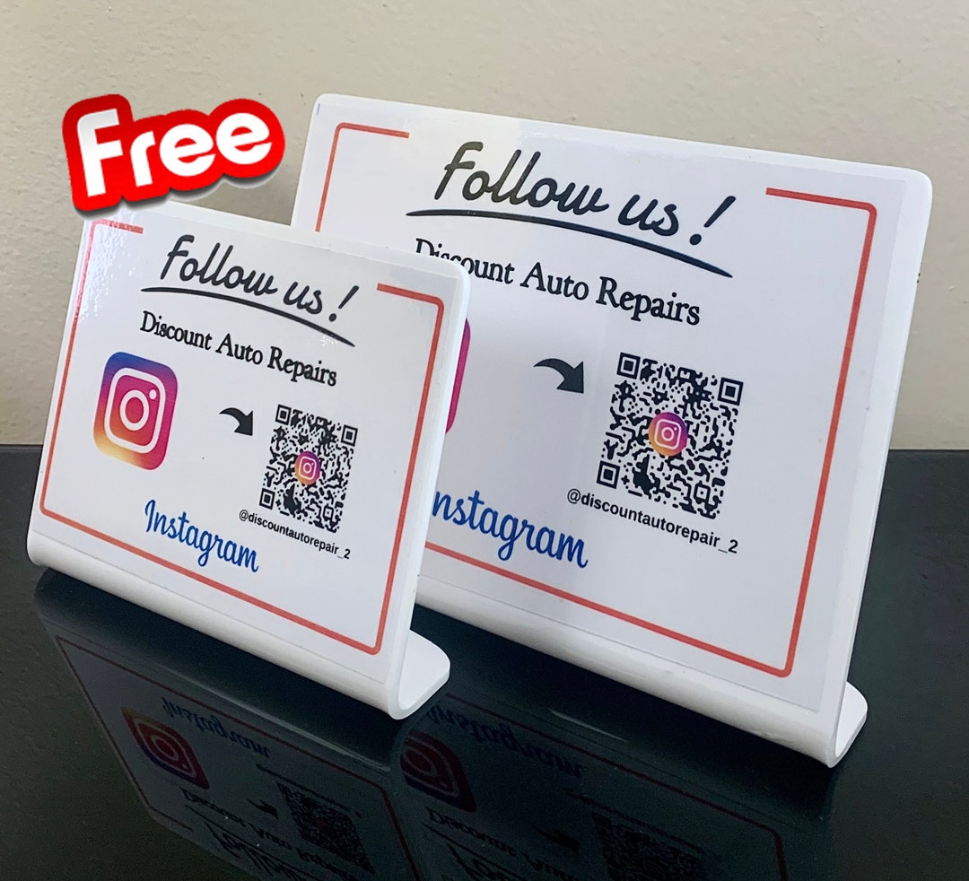 New QR Code Instagram Acrylic Sign - FREE Bonus Sign - Promote Your ...