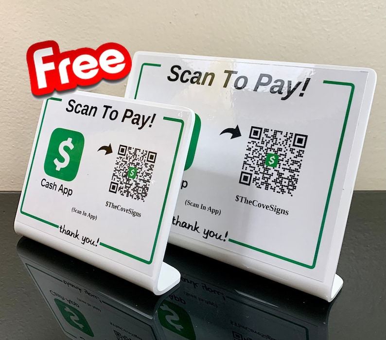 Cash App QR Code Acrylic Sign: Touch-free Payment for Small Business - Etsy