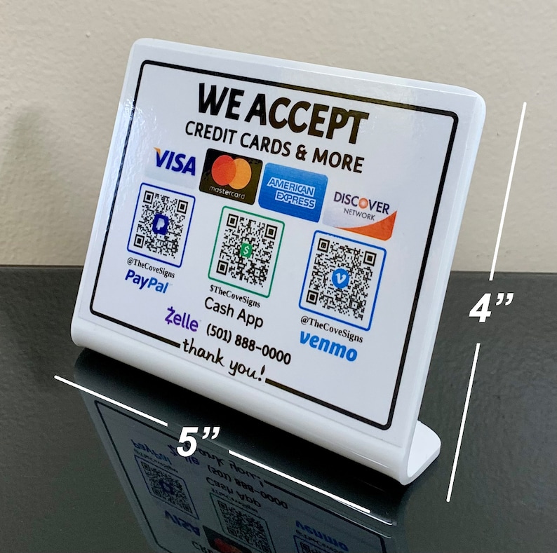QR Code Payment Sign: Credit Card, Cash App, Paypal, Venmo, Zelle - Etsy