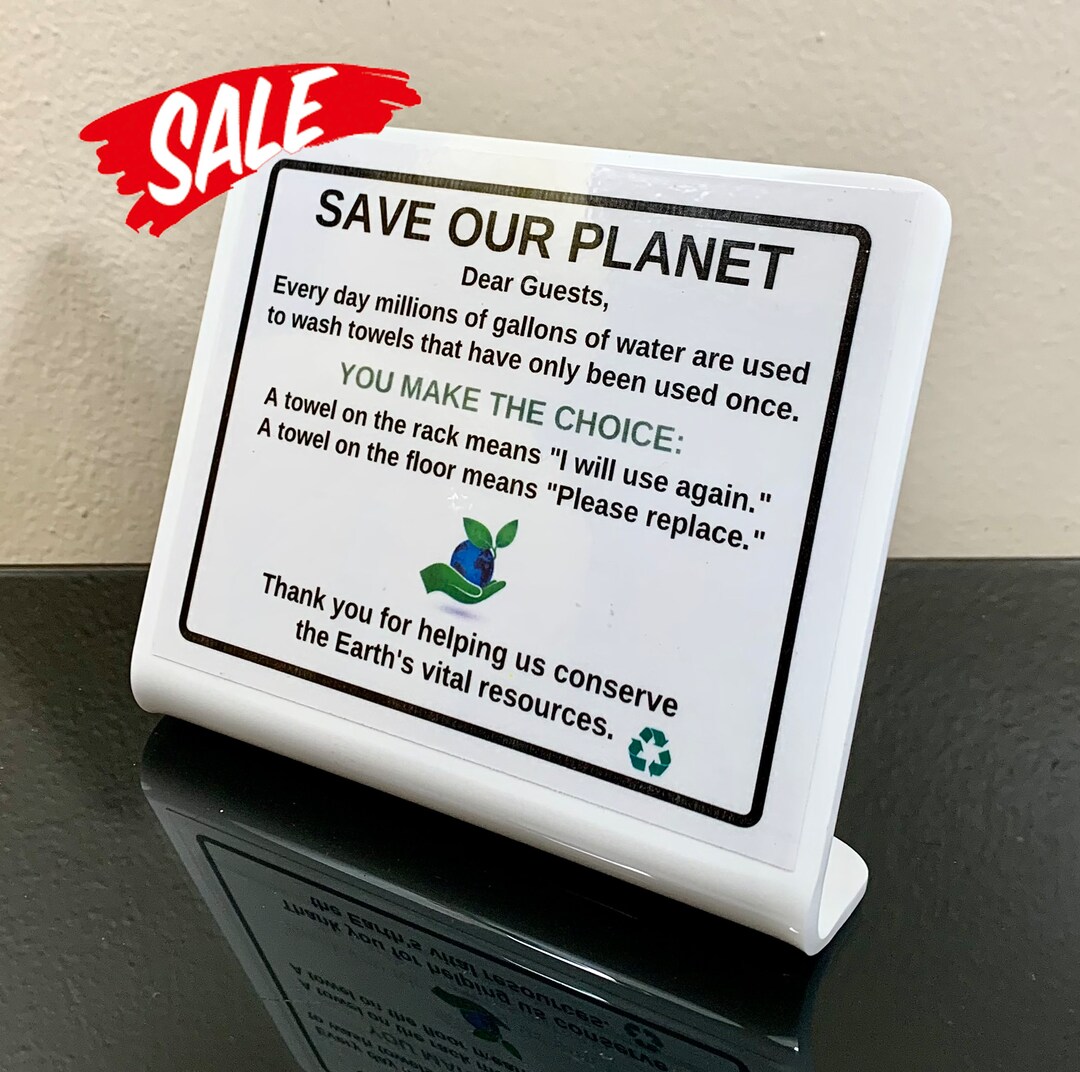 Water Conservation Sign: Acrylic Hotel & Airbnb Eco-sign (5"x4"x1") - Etsy