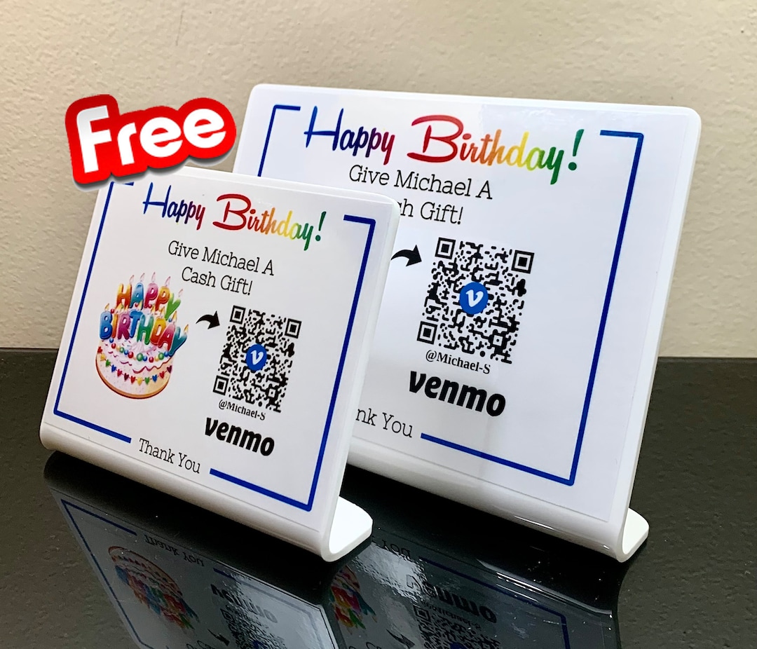 Venmo QR Code Birthday Party Sign: Cash Gift (two Sizes) - Etsy