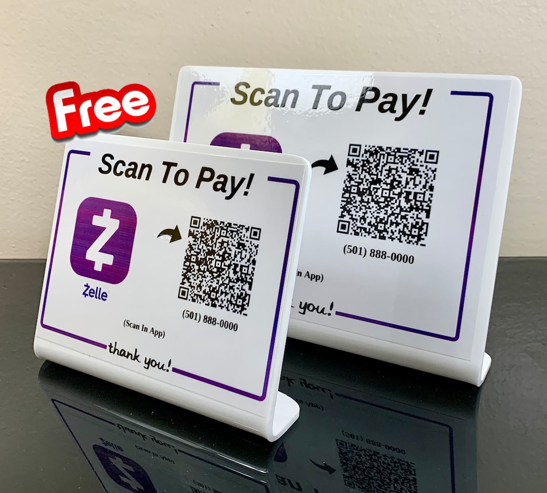 Zelle QR Code Acrylic Sign: Touch-free Payment Display - Etsy