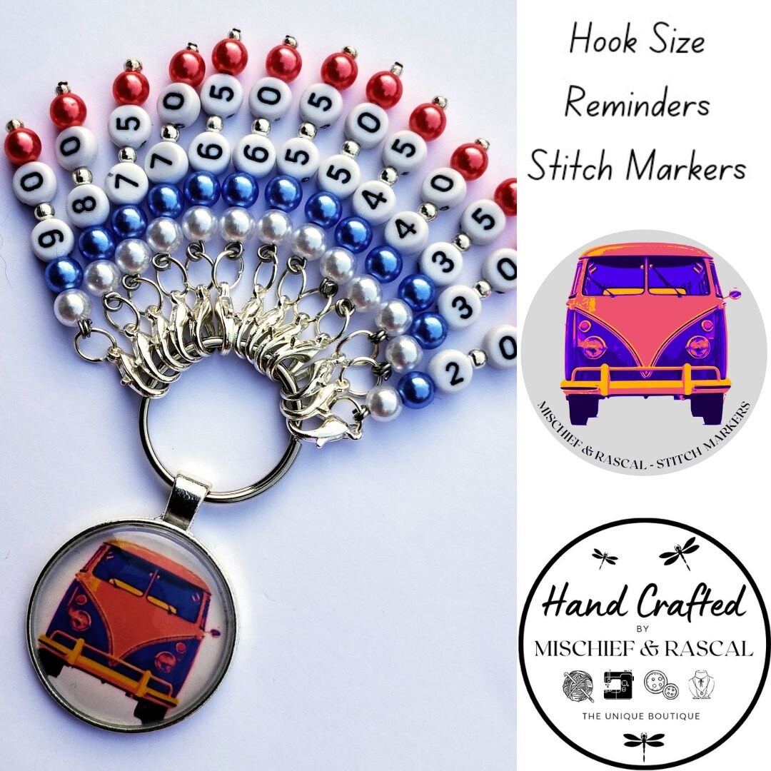Hook Needle Size Reminders Stitch Markers WIP Project Campervan Camper ...
