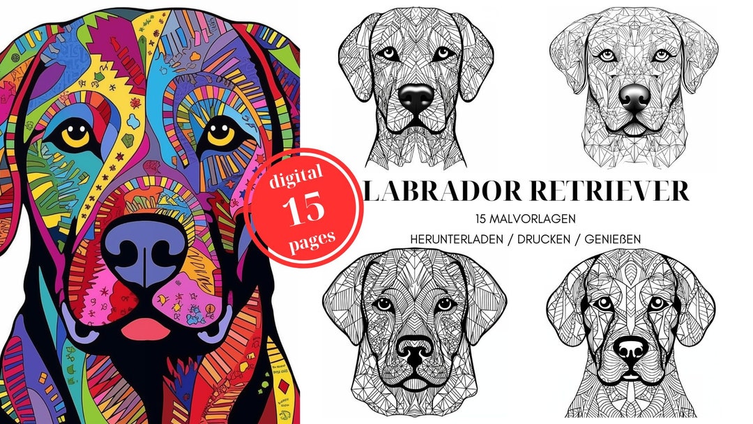15 Pages Coloring Book Labrador Retriever / Coloring Pages to Print ...