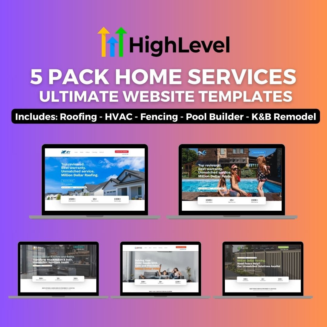 5 Pack Home Services Ultimate Website Templates - Gohighlevel - Etsy