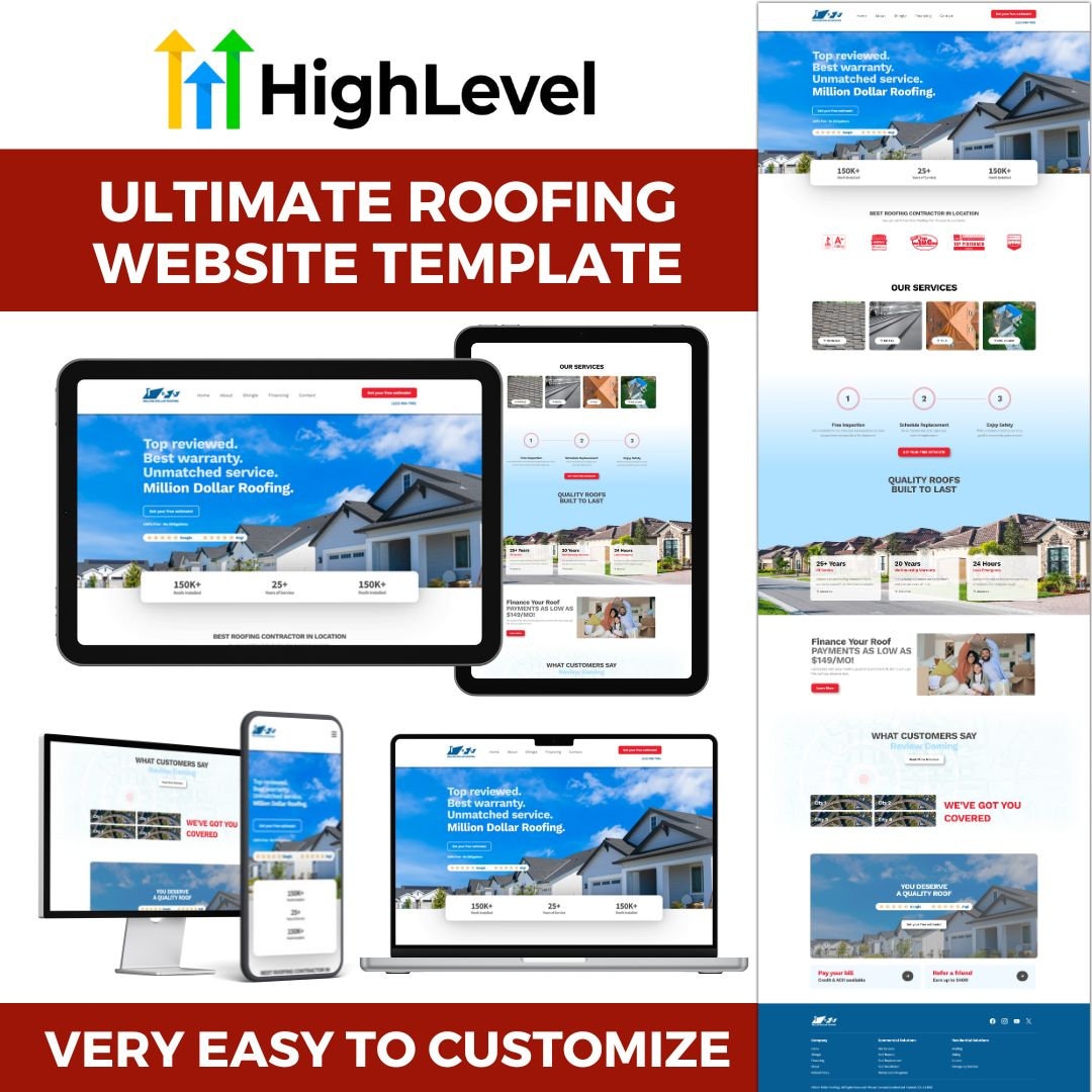 Gohighlevel Roofing Website Template - Etsy
