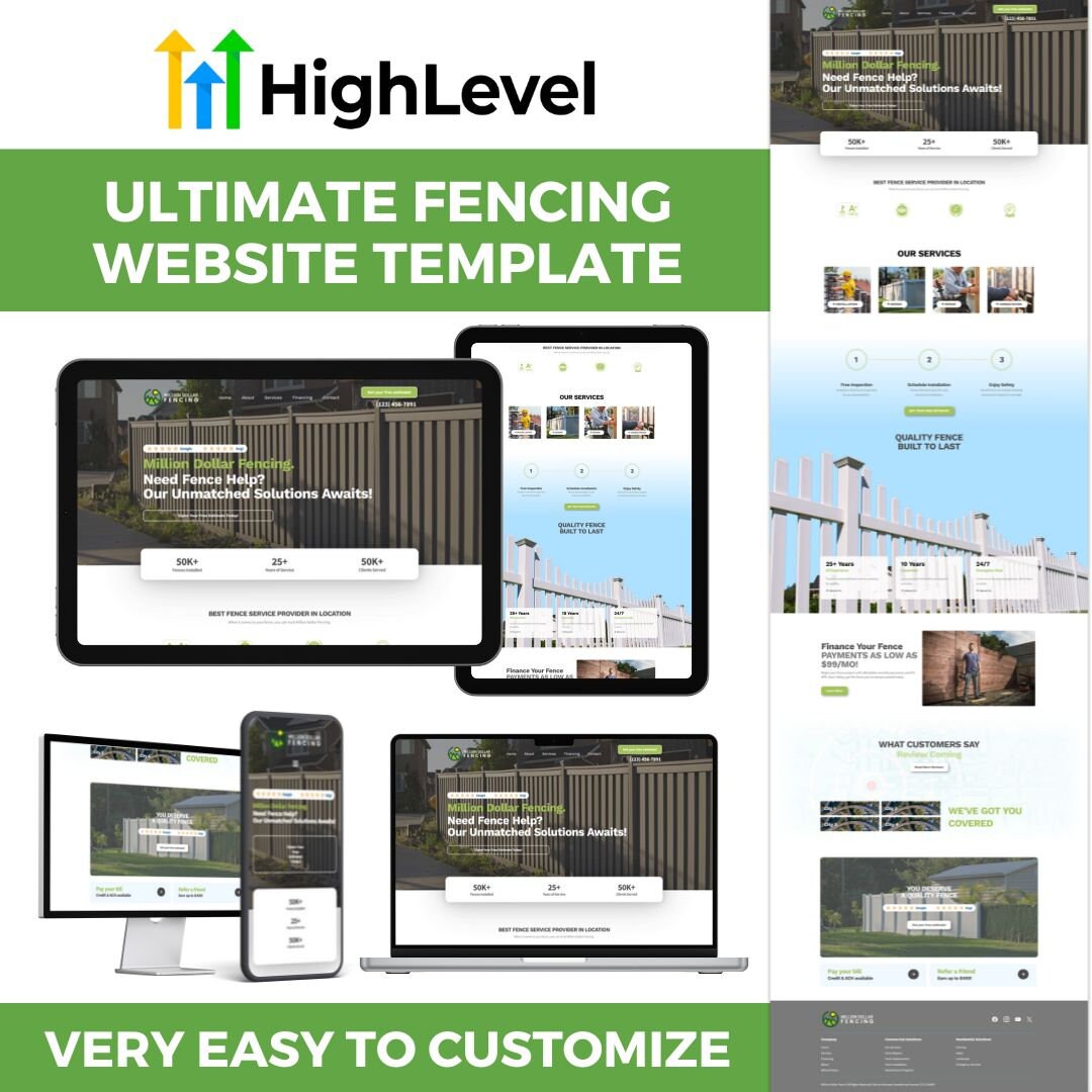 Gohighlevel Fence Website Template - Etsy