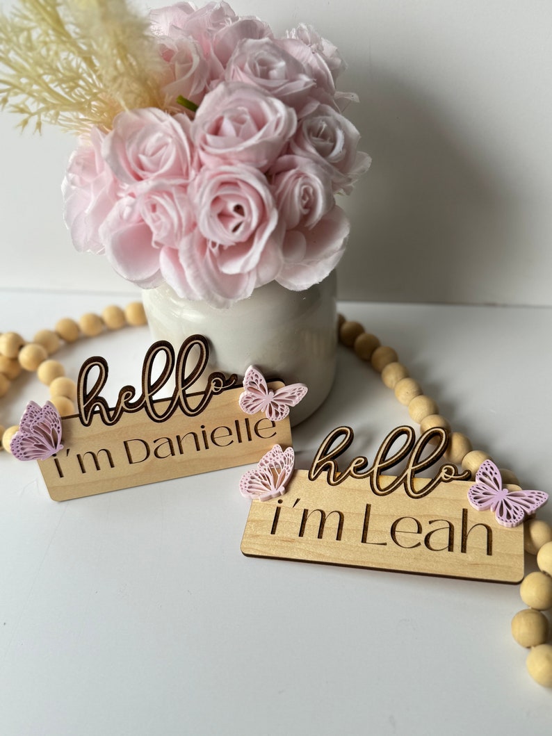 Beautiful Baby Birth Announcement Wood Sign Butterfly Hello Baby Sign ...