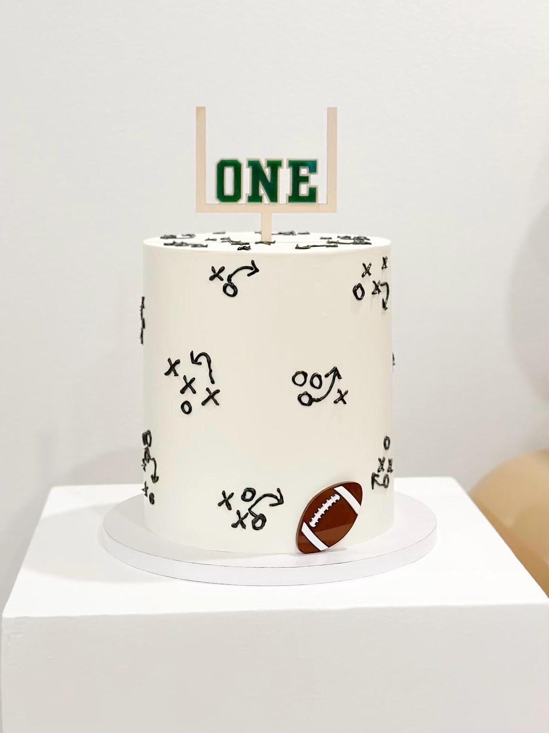 Football ONE Topper, First Birthday Football Theme Cake Topper, Wood ...