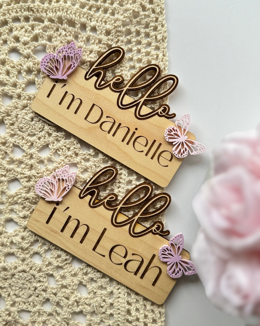 Beautiful Baby Birth Announcement Wood Sign Butterfly Hello Baby Sign ...