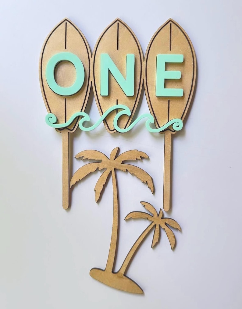Surfboard ONE Cake Topper: Beach 1st Birthday, Palm Tree Decor - Etsy