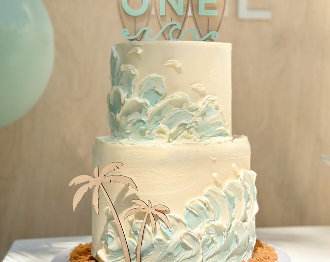Big ONE Wave Surf Wood Cake Topper, Surfboard One Cake Topper, Surfing ...