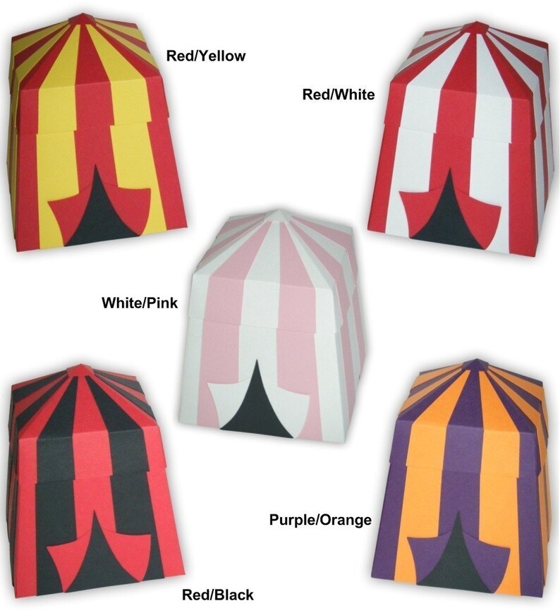 Carnival Circus Tent Favor Gift Box Printable Color Template Digital ...