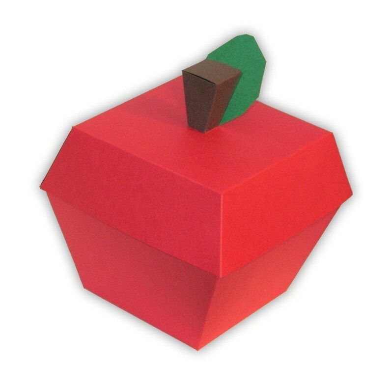 Apple Digital PDF Favor Gift Box Printable Color Template (custom ...