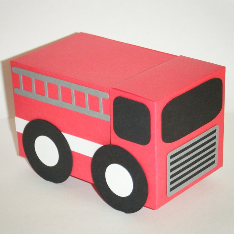 Fire Truck Gift Box Favor Printable Color Template Digital PDF - Etsy