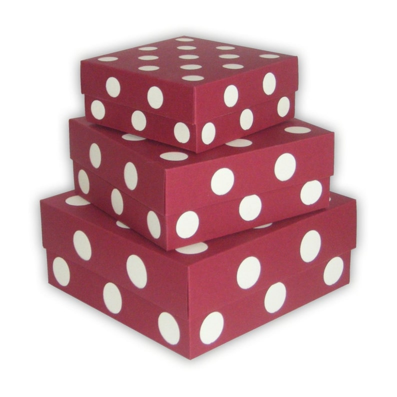 Set of Three Square Polka Dot Favor Gift Boxes Printable Color ...