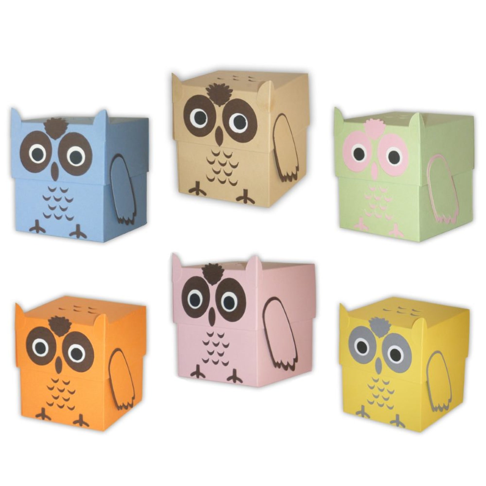 Owl Favor Gift Box Printable Color Template Digital PDF (custom Colors ...