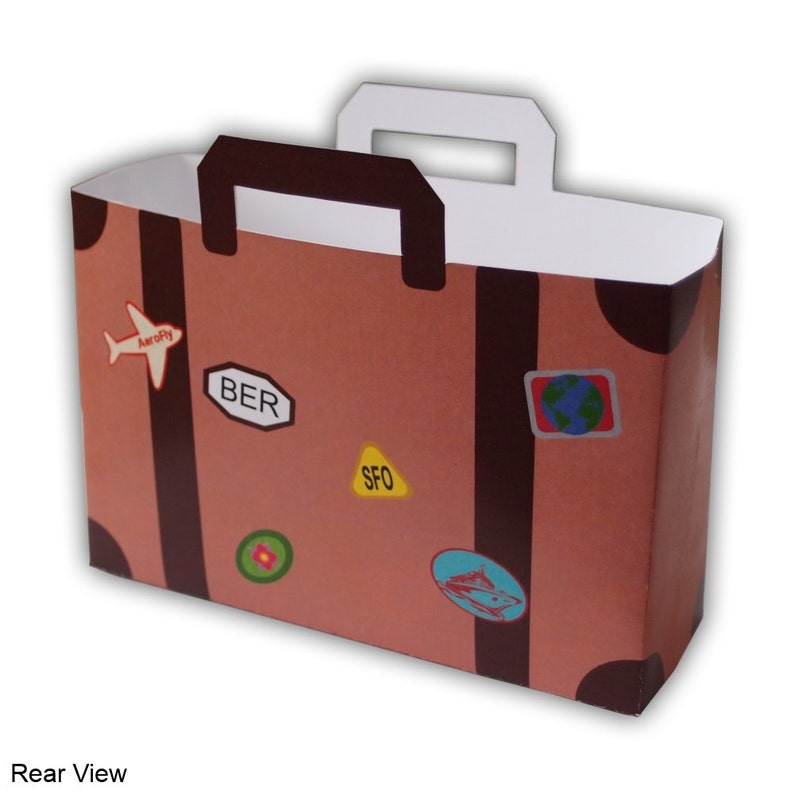 Small World Traveler Sticker Covered Suitcase Luggage Favor Gift Box ...