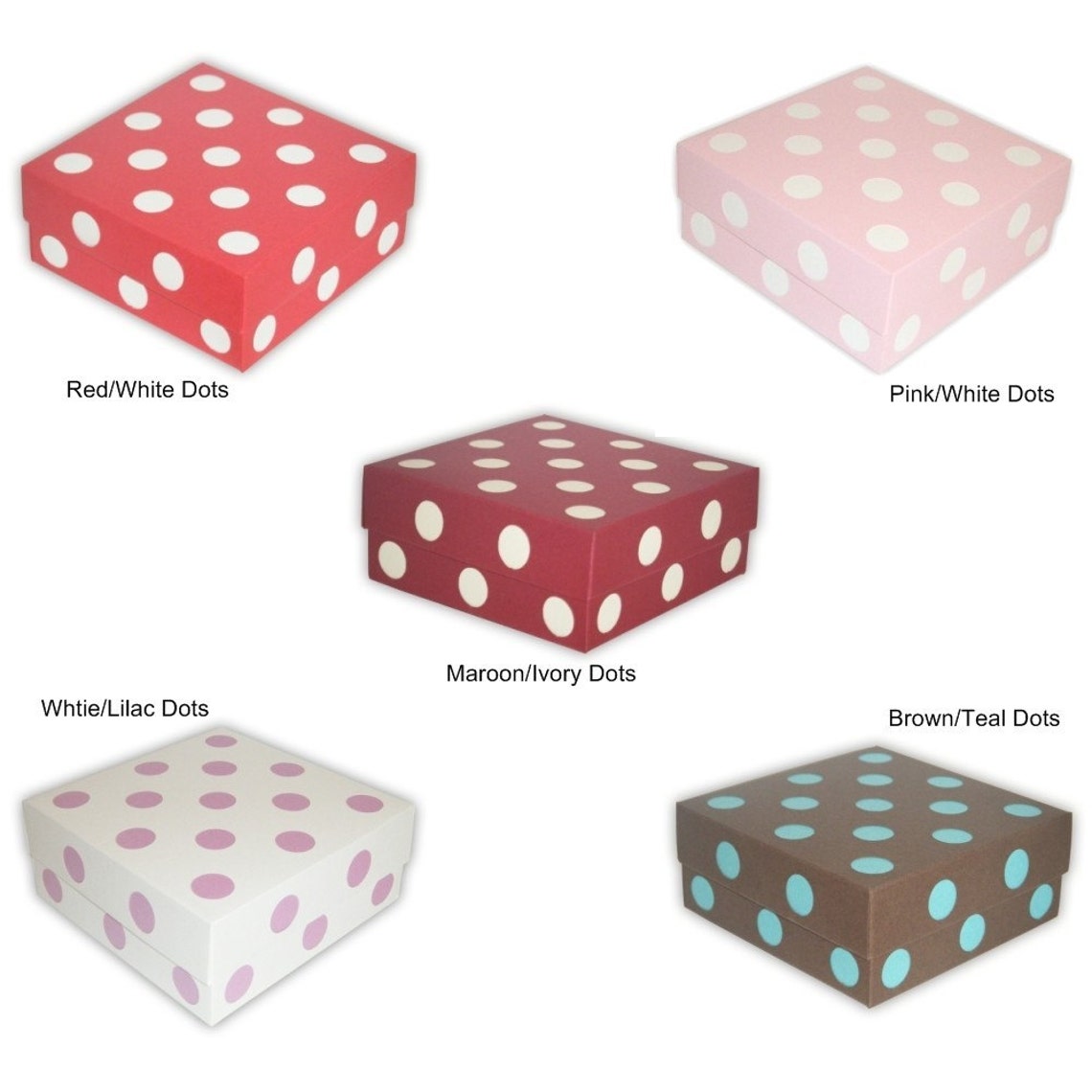 Set of Three Square Polka Dot Favor Gift Boxes Printable Color | Etsy