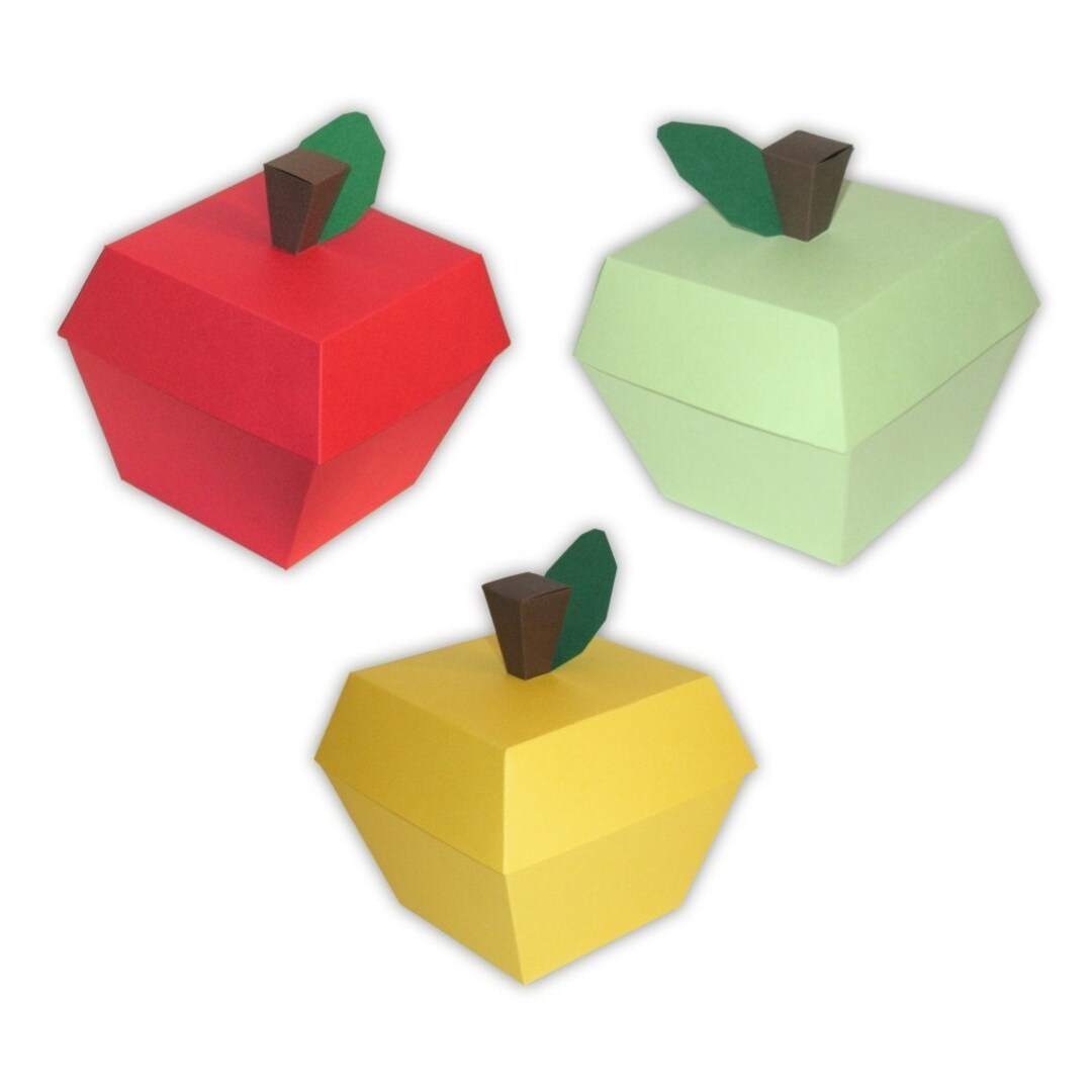 Apple Digital PDF Favor Gift Box Printable Color Template (custom ...