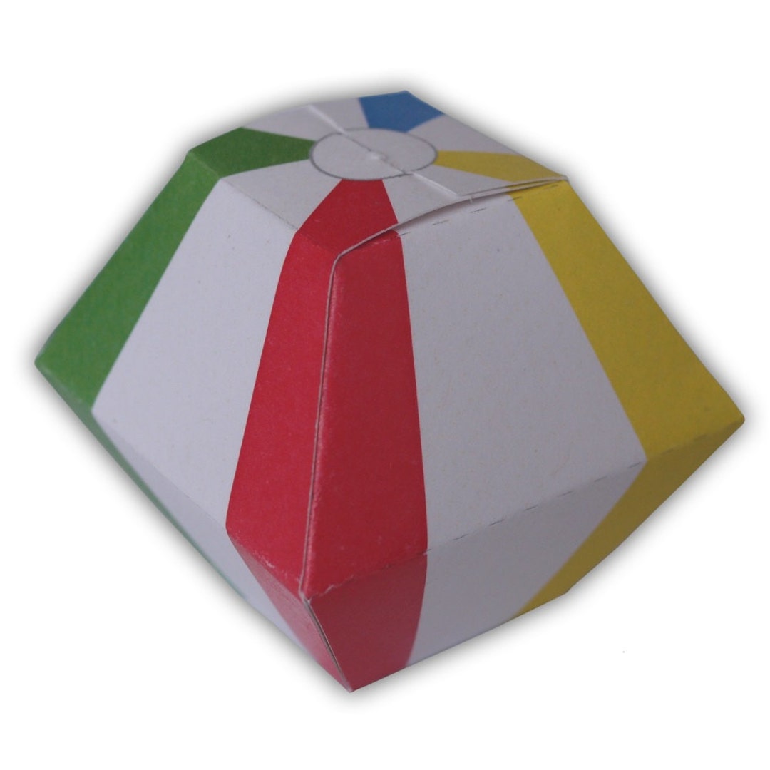 Beach Ball Gift Box Favor Party Printable Color Template Digital PDF - Etsy
